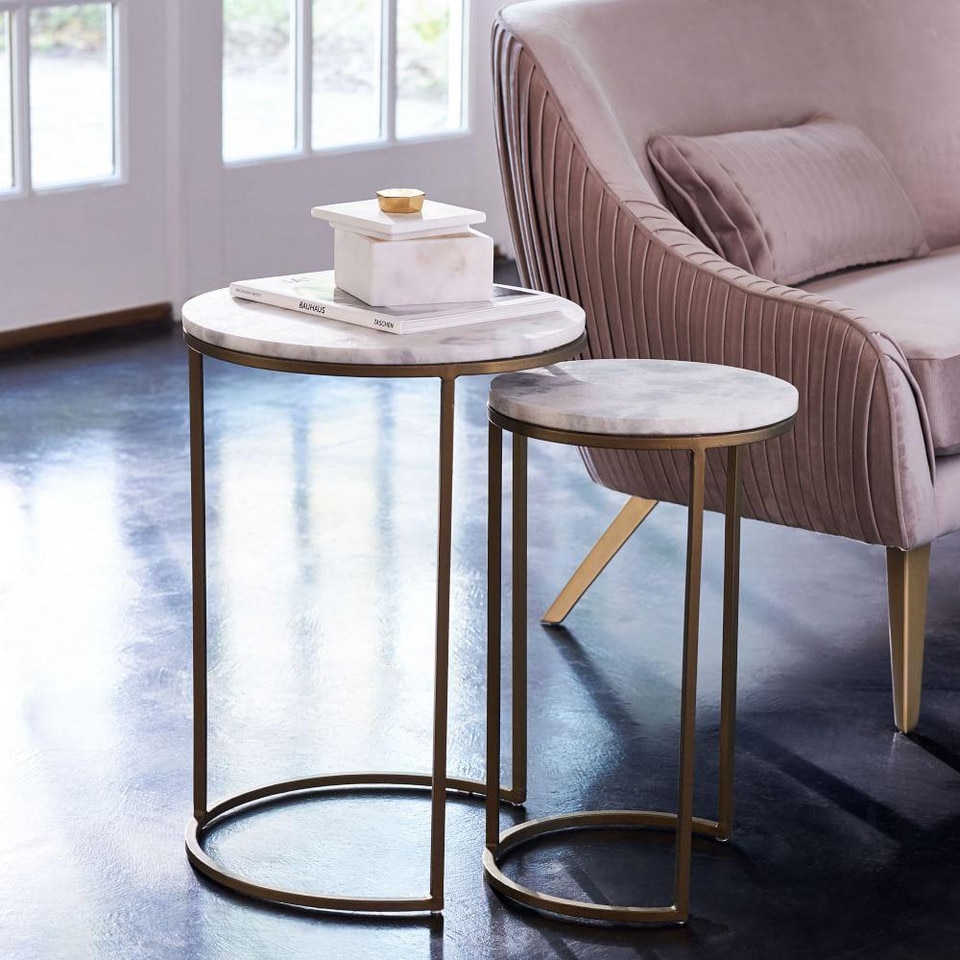 Round Nesting Side Tables Set - Marble/Antique Brass | west elm Australia Round Nesting Side Tables Set - Marble/Antique Brass | west elm Australia